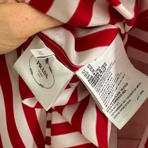 Prada | Tops | Prada Red And White Silk Button Up | Poshmark